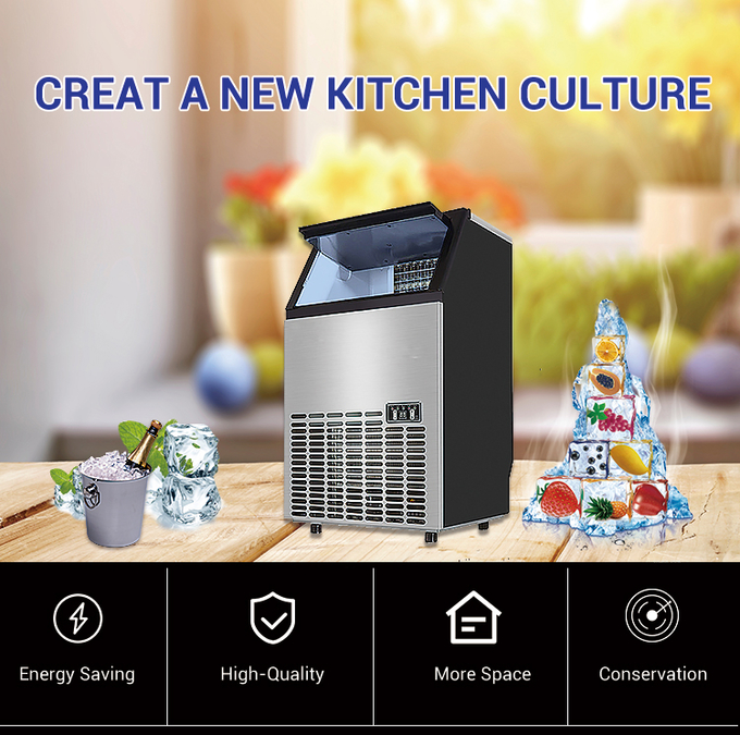 R134a Automatic Commercial Cube Ice Maker 60kg/24h Coffee Shop Ice Making Machine 0