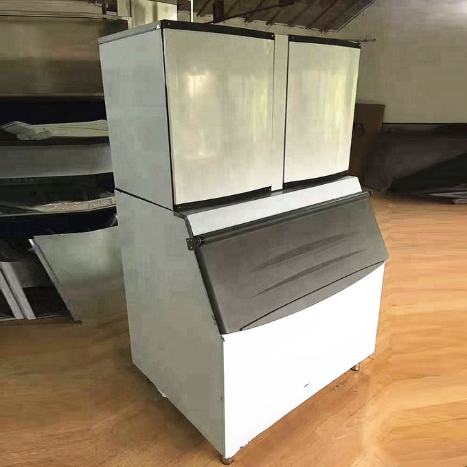 Commercial 800kg/day Ice Maker Machine, Stainless Steel Ice Making Ice Storage Cube Ice Machine 1