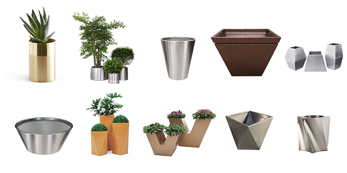 long and thin polygon stainless steel flower pot for plaza and roadside 7