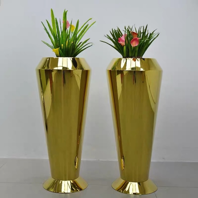 customize stainless steel flower pot long and round use for real flower and artificial flower both 0