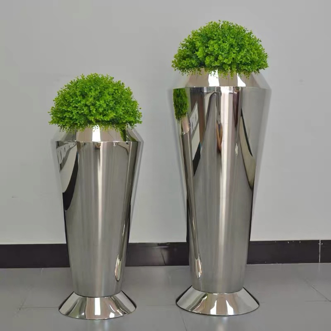 customize stainless steel flower pot long and round use for real flower and artificial flower both 1