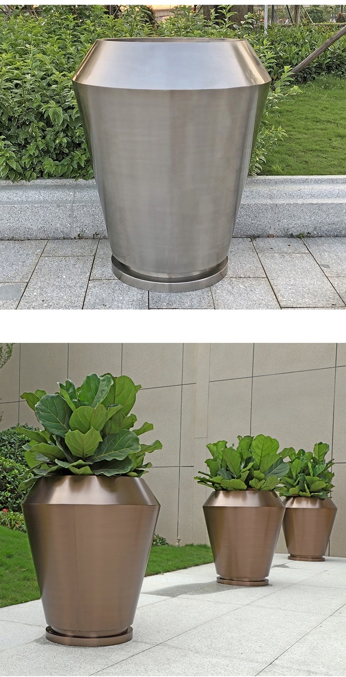 Big Shapely Outdoor 3mm Stainless Steel Pot Planter Custom Made 1