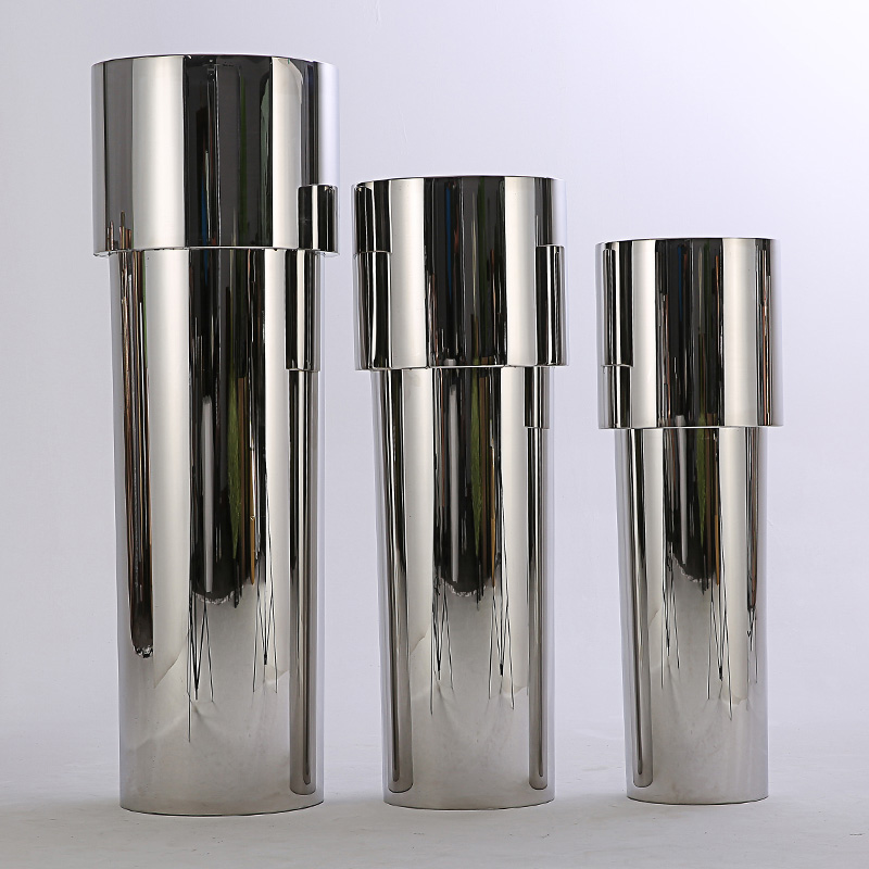 110cm tall cylinder stainless steel outdoor planters for celebration 0