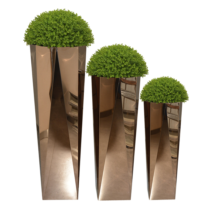 long and thin polygon stainless steel flower pot for plaza and roadside 2