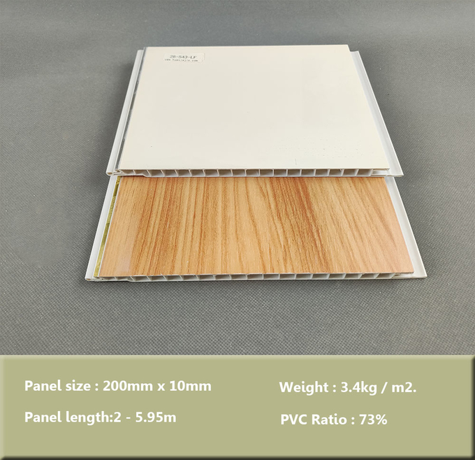 Plastic indoor room panels wall ceiling panel 200mm x 10mm strong board wood color with silver gold strip 1