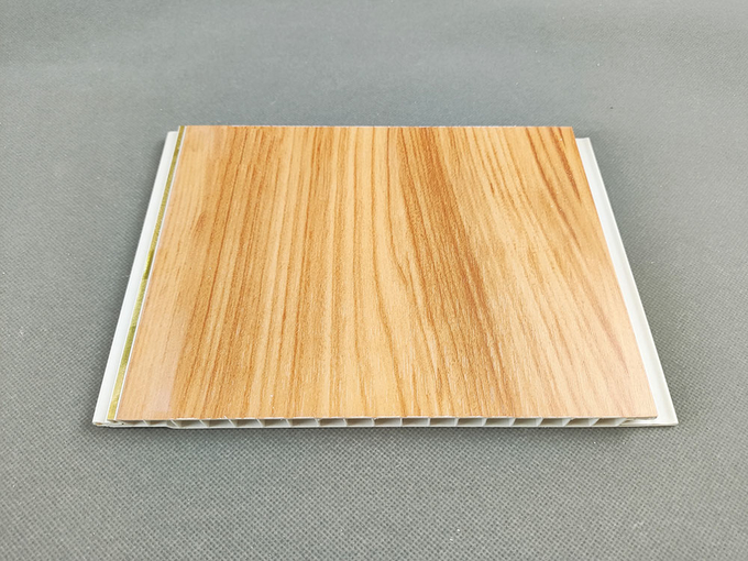 Plastic indoor room panels wall ceiling panel 200mm x 10mm strong board wood color with silver gold strip 2
