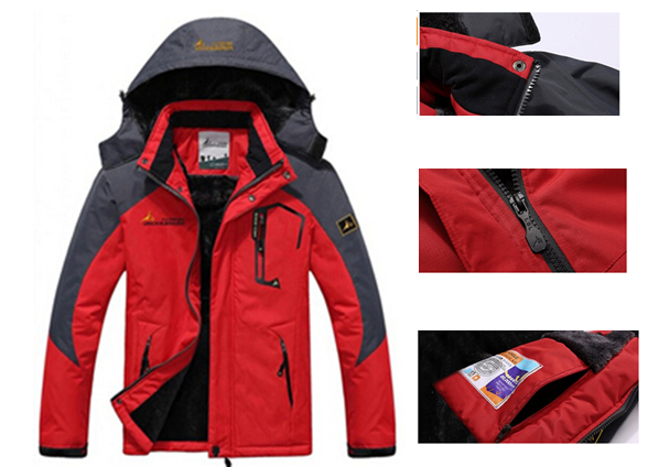Men's Waterproof Mountain Jacket Fleece Windproof Ski Jacket