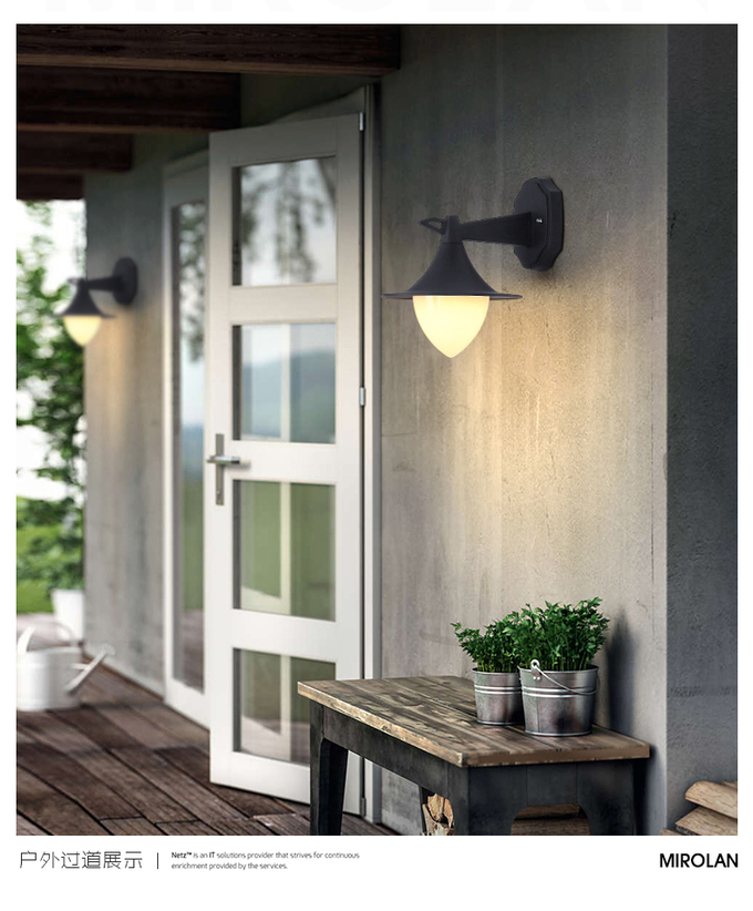 MIROLAN Black Vintage Wall Lights,8 Watts Outdoor LED Wall Sconce Lighting IP65 Waterproof Frosted Aluminum Housing