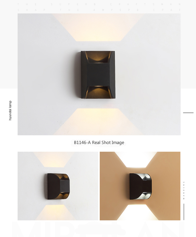 MIROLAN Wall Sconces,6W LED Aluminum Waterproof Wall Lamp,Black Square Outdoor Wall Light Up and Down 3000K Warm White