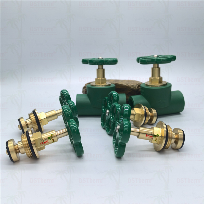 Customized Heavier Type Stop Valve Cartridge With Green Handle Brass Cartridge Brass Spindle Valve Top Part 5