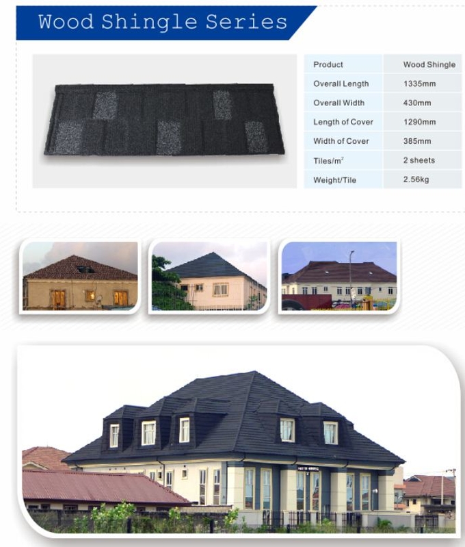 Sunstone roofing shingle materials Stone Chip Colour Steel Roof Tiles Wooden shingle 1335*430mm