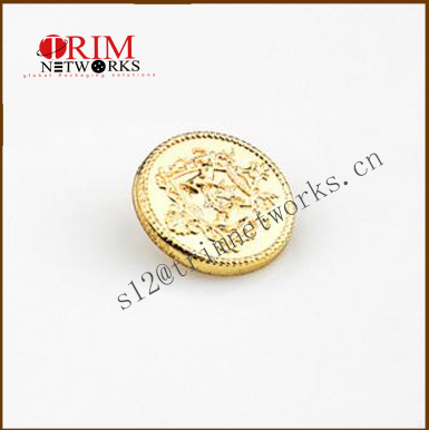 Alloy shank metal fashion button maker 20 MM HVS gold embossed face with double horse pattern garment button