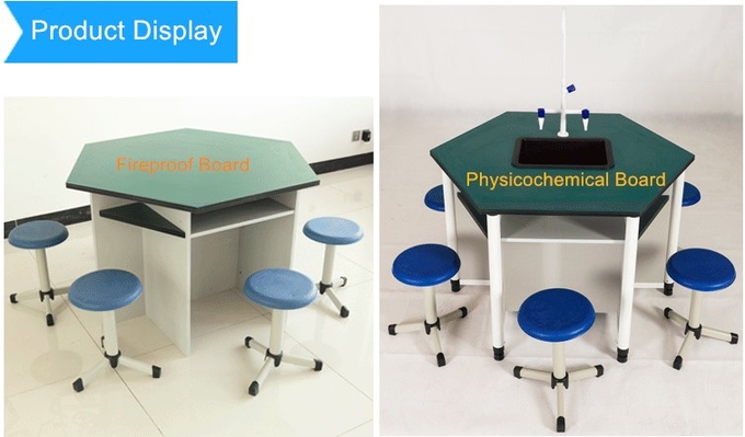 School Lab Furniture Science Laboratory Workbench Hexagonal Aluminium Alloy Wood Biology Laboratory Student Table