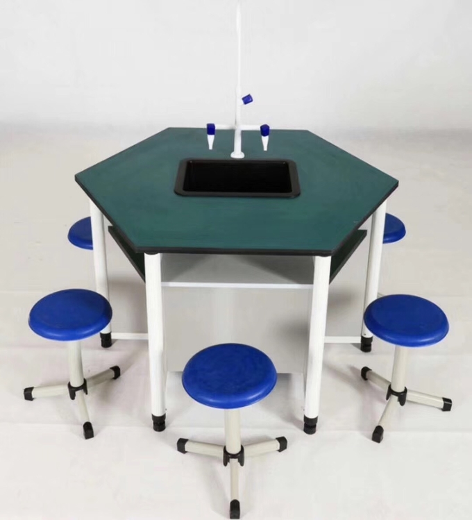 School Lab Furniture Science Laboratory Workbench Hexagonal Aluminium Alloy Wood Biology Laboratory Student Table