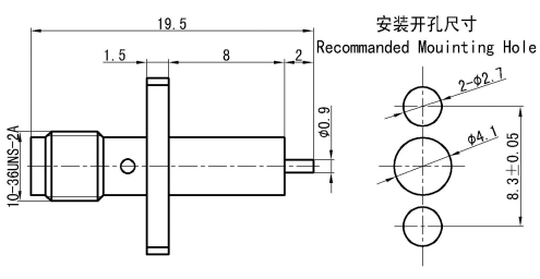 SSMA Female RF Coaxial Connector – Microstrip, Flange Mounted 0
