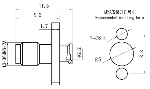 Precision SSMA Female Flange Connector for 2.2mm Semi-Rigid/Semi-Flex Cable 0