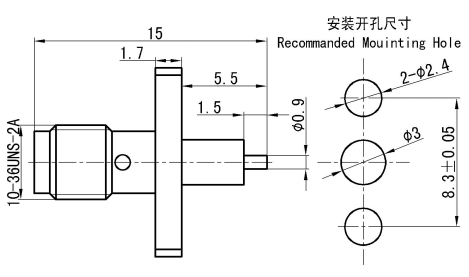 SSMA Female RF Coaxial Connector – Microstrip, Flange Mounted 0