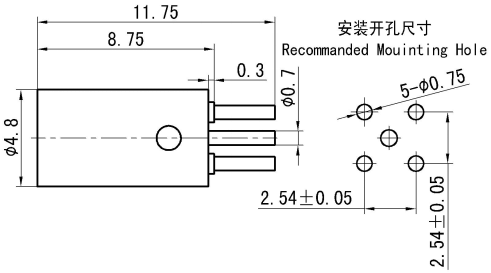 SMP Male Light Hole RF Coaxial Connector – PCB Solder Type 0
