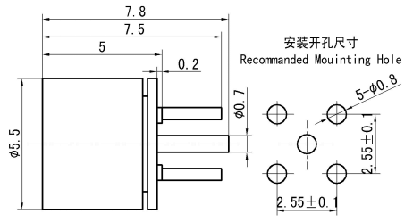 SMP Male RF Coaxial Connector – Limited Detent, Microstrip Type, PCB Solder 0