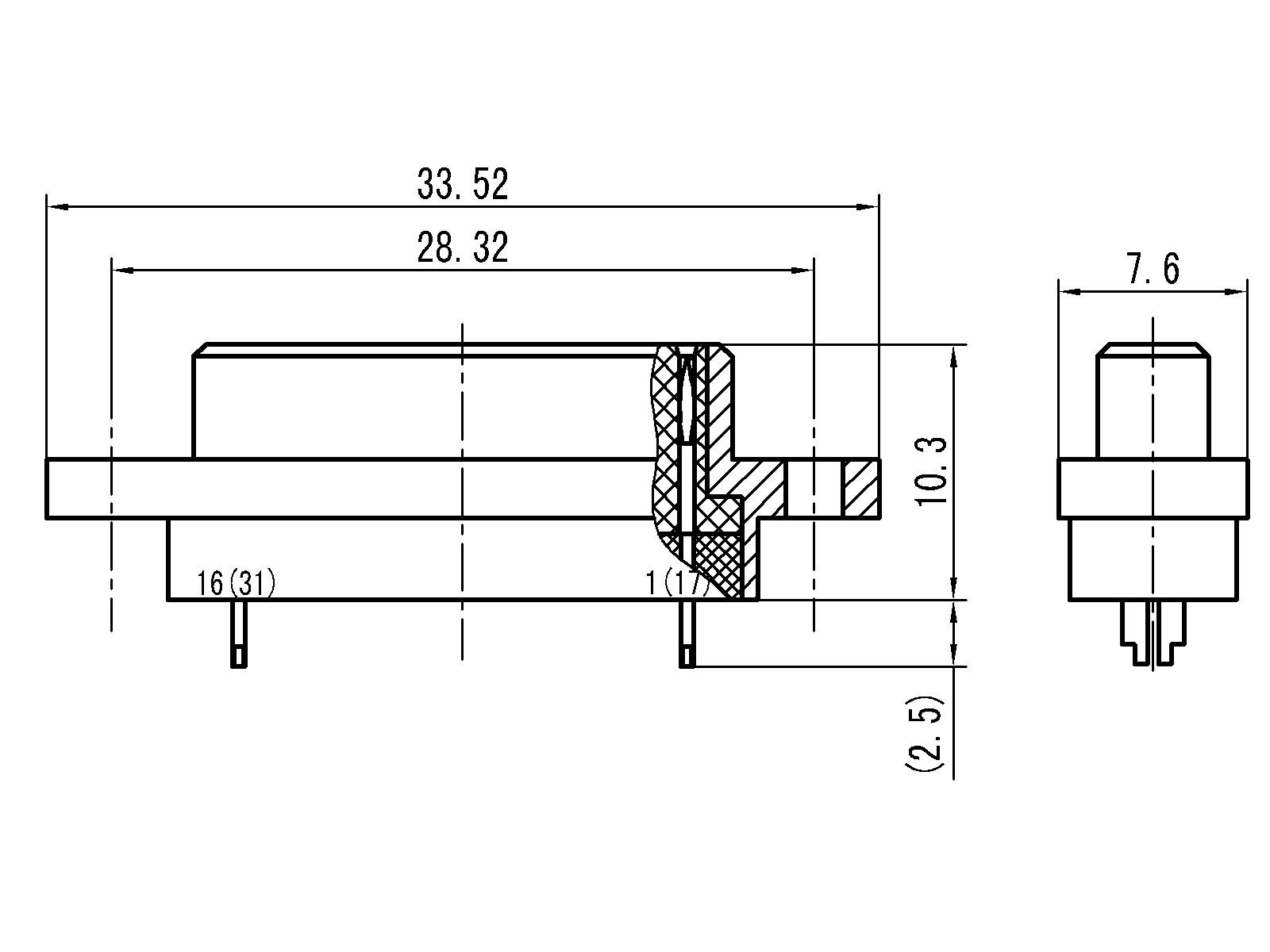 J30J 31-Core Male Welded Wire Micro Rectangular Connector 0