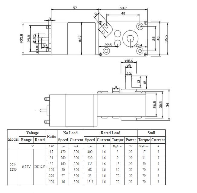 High torque brush dc gear motor 12/24v dc worm gear box motor 555 worm gear motor low speed 1