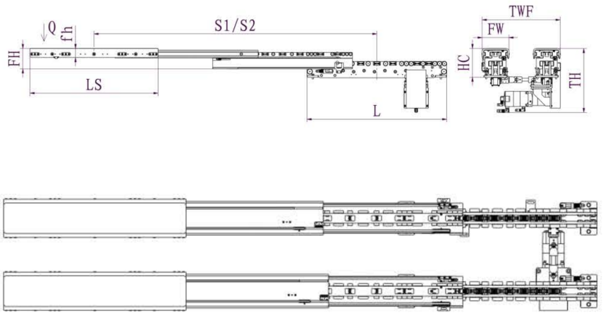 Pallet Type Single Motor Double Extension Telescopic Fork 1