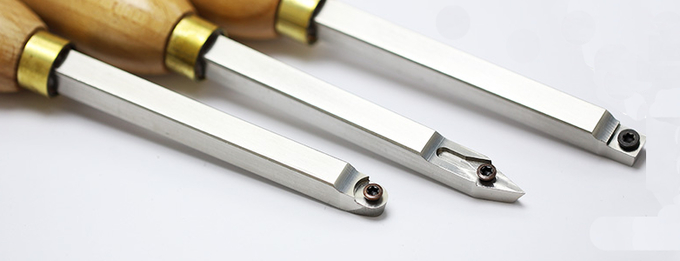 Mini conjunto combinado de ferramentas de torneamento de torno de madeira de carboneto com alça de madeira para canetas giratórias ou projeto de giro pequeno a médio 0