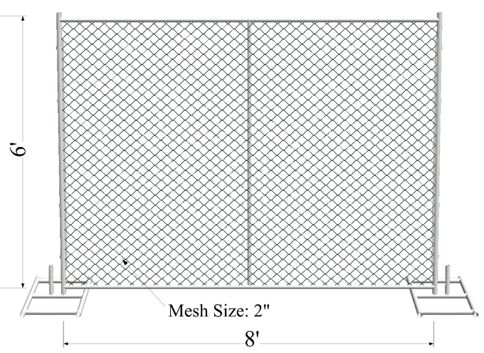 6' x 8' “Charming Baby” temporary chain link fence panels Outer Pipes1.4"(35mm ) tube Mesh 45mmx45mm high security 1